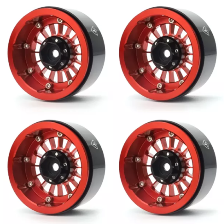 Jantes rouge TREAL 1.9" Beadlock Multi Spoke Rim Crawler (4) pour 1/10 ...