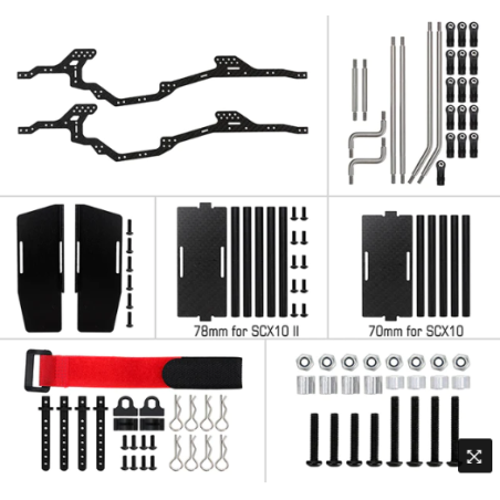 Kit de châssis carbone LCG INJORA pour SCX10 et SCX10 II - SCX10-2-06