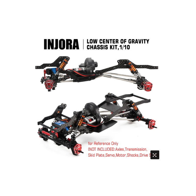 Kit de châssis carbone LCG INJORA pour SCX10 et SCX10 II - SCX10-2-06