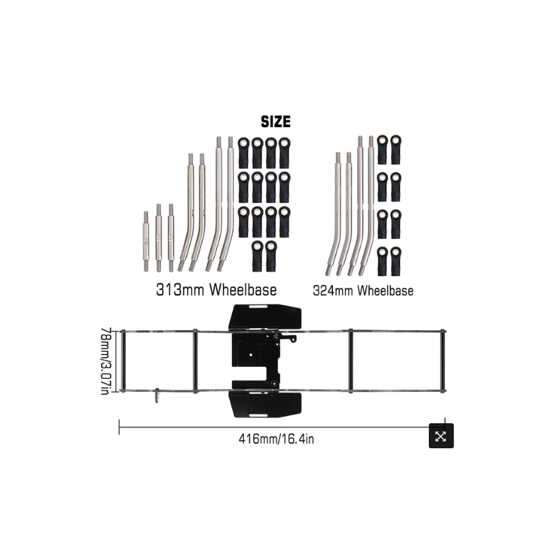 Kit de châssis INJORA LCG en fibre de carbone pour TRX4 - TRX4-006