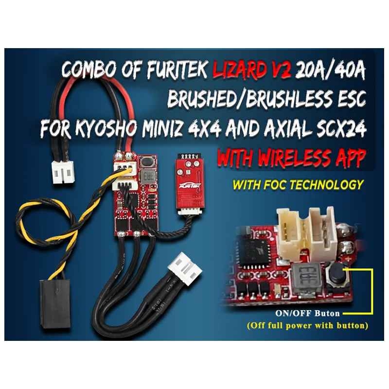 Combo FURITEK Lizard V2 20A/40A ESC Brushless pour Kyosho Miniz 4X4 et ...