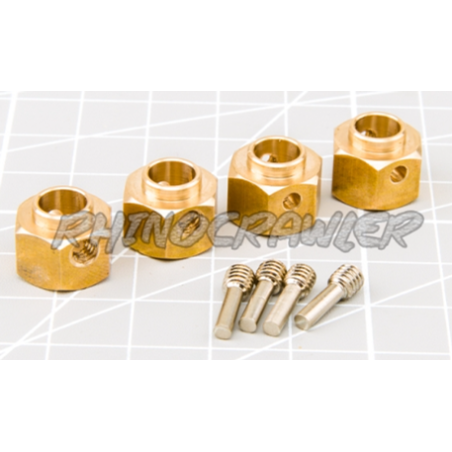 Hexagones de roue laiton 8mm d'épaisseur RHINOCRAWLER pour TRX4, Axial ...