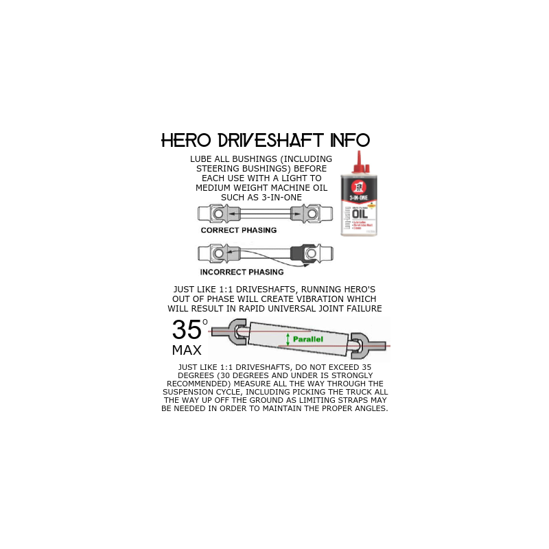 Cardan de transmission Hero driveshaft 108-142mm VOODOO OTTSIX - OTT-HERO-108-142